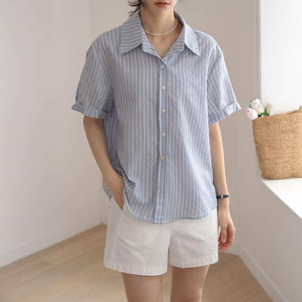 【楽天市場】レディーブスクランチセットストライプ1/2シャツ シャツ レディース｜韓国 common unique｜コーディブック：CODIBOOK