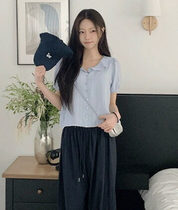 【楽天市場】ラバーフリル半袖ブラウス ブラウス レディース｜韓国 CWITHC｜コーディブック：CODIBOOK