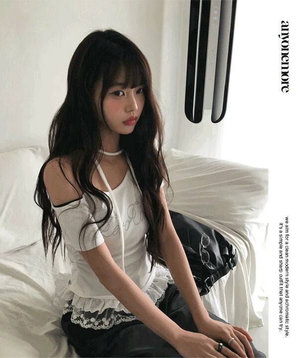 【楽天市場】バルクレースワンオフストラップ半袖Tシャツ 半袖 Tシャツ Tシャツ レディース｜韓国 anyonemore｜コーディブック：CODIBOOK