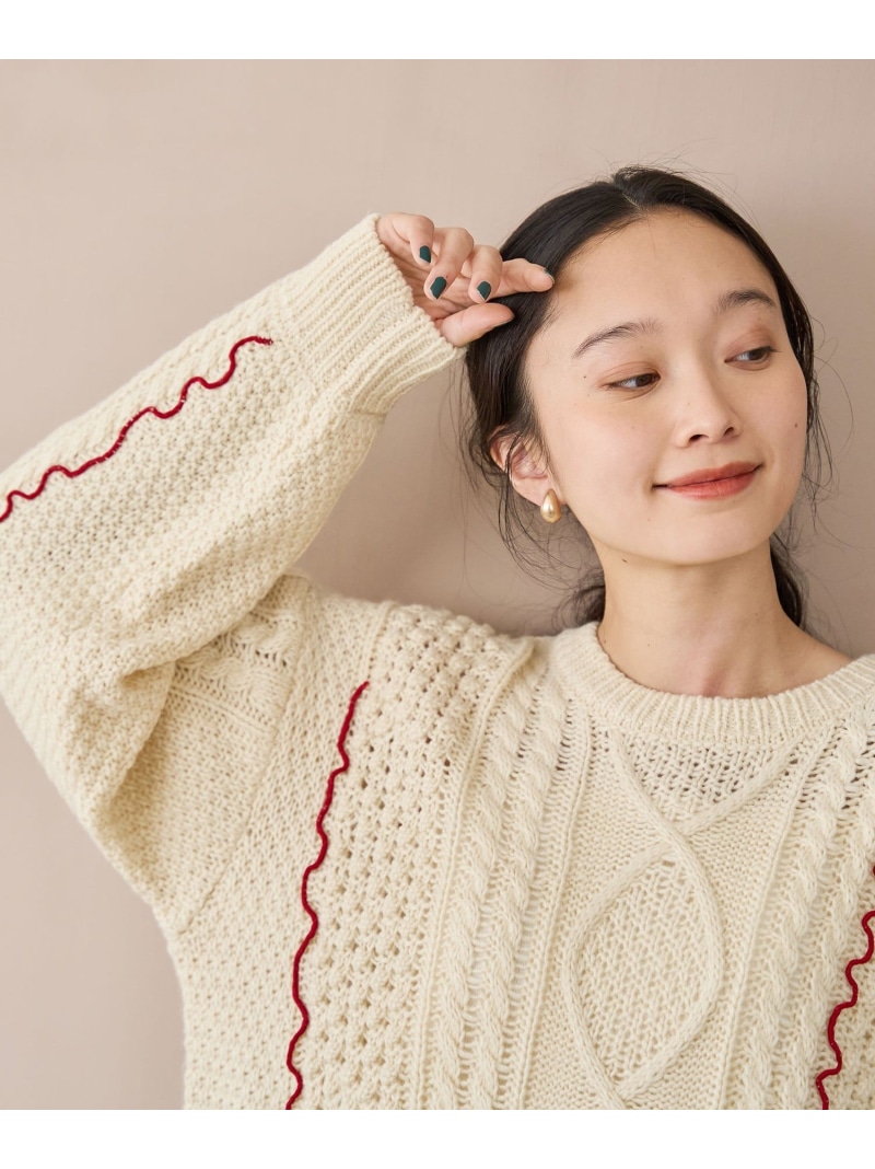 【楽天市場】【SALE／40%OFF】配色メローケーブル編みニットプルオーバー coen コーエン トップス ニット グレー レッド ホワイト【RBA_E】[Rakuten Fashion]：coen