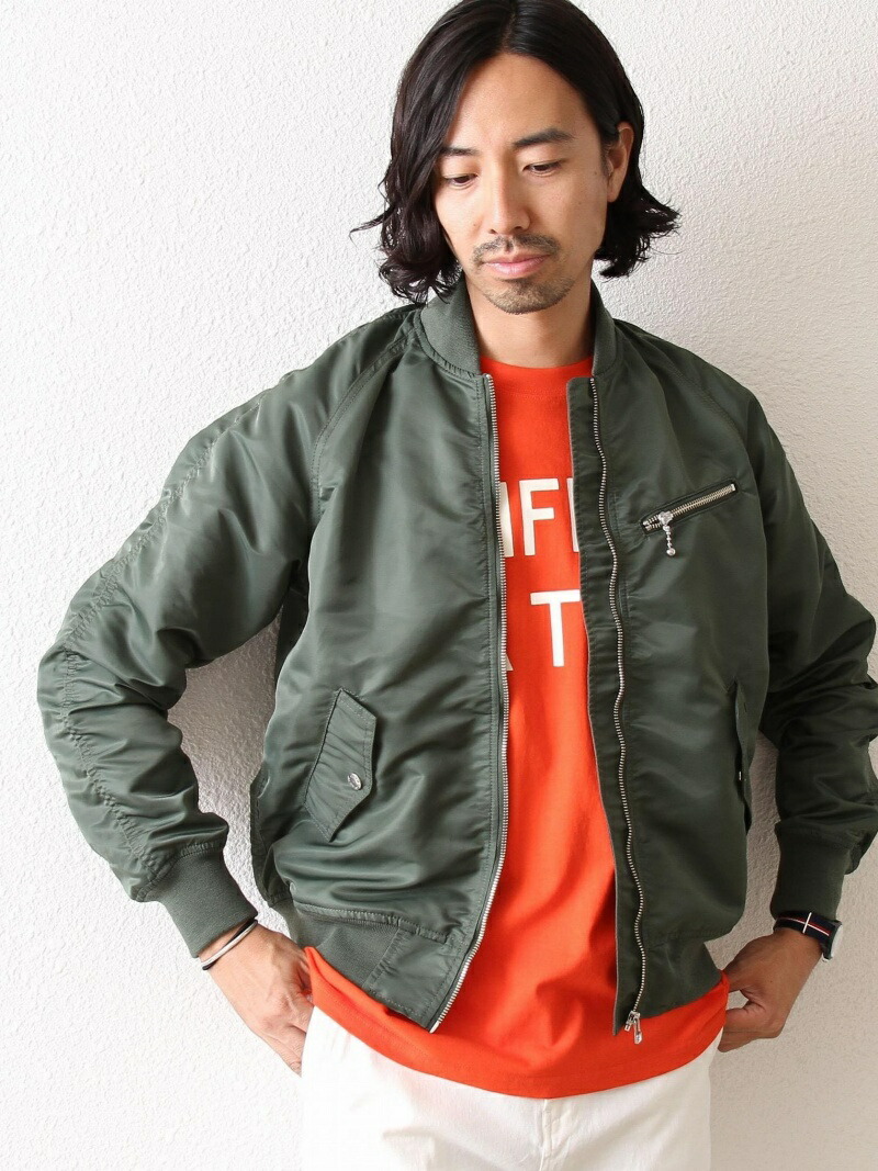 【楽天市場】【SALE／55%OFF】ナイロンツイルMA-1 coen コーエン ジャケット・アウター ブルゾン・ジャンパー カーキ ネイビー【RBA_E】[Rakuten Fashion]：coen