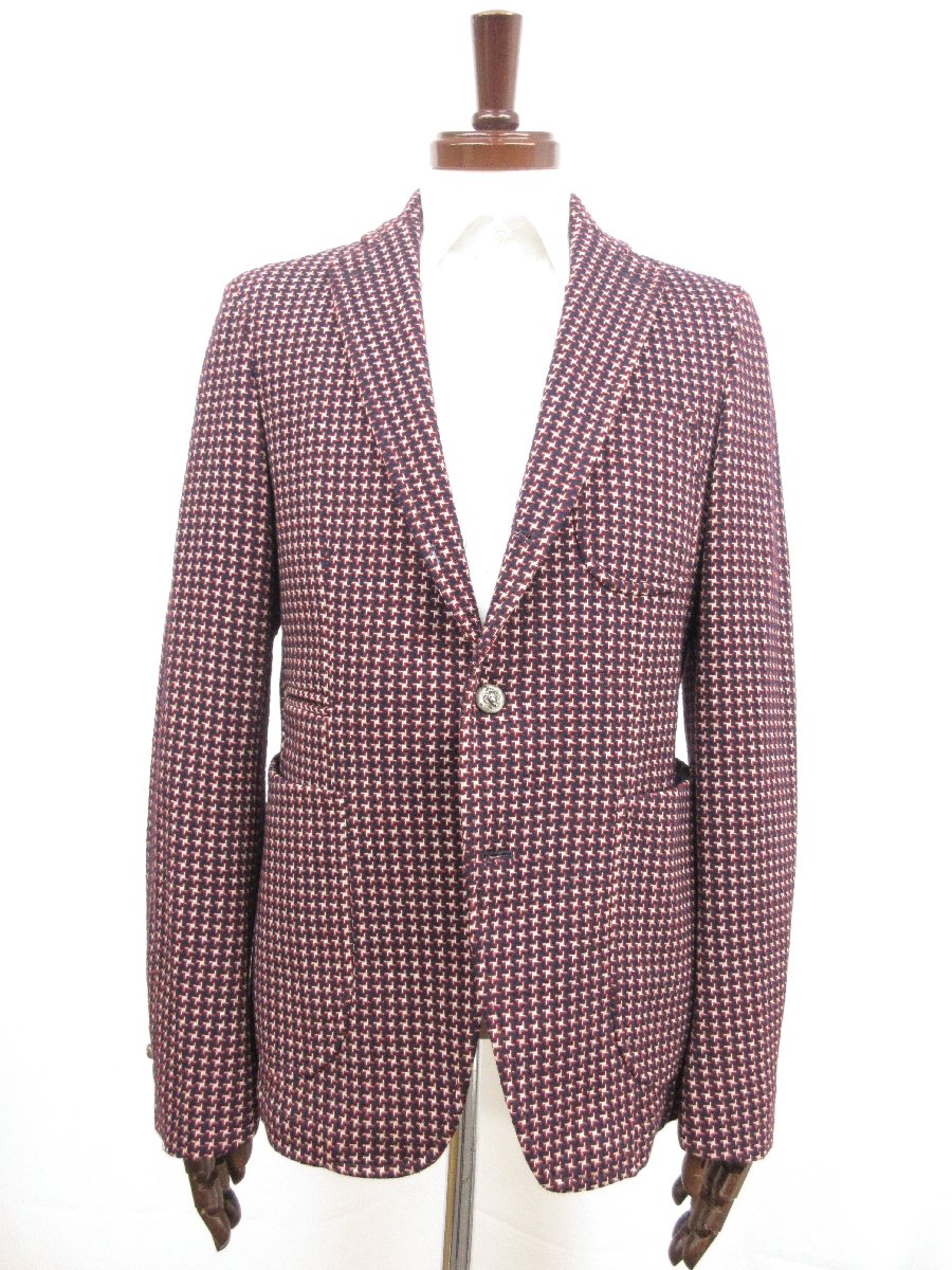 【楽天市場】超美品【john sheep ジョンシープ】MJ116 3ボタン段返り 素敵な総柄ジャケット (メンズ) size46 ネイビー×ボルドー系 伊製 17MJ9664 【中古 ...