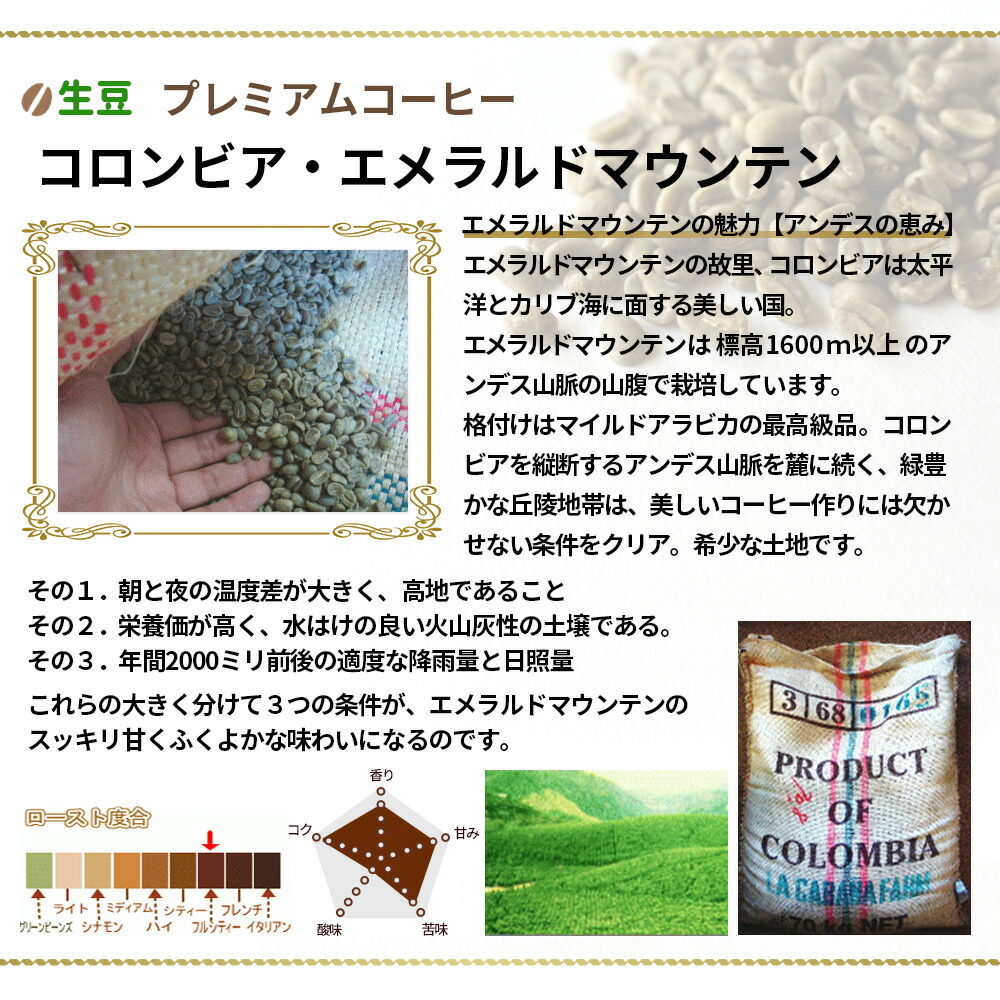 【楽天市場】【生豆】エメラルドマウンテン (1kg) / コーヒーメール：煎りたて・小袋包装コーヒーメール