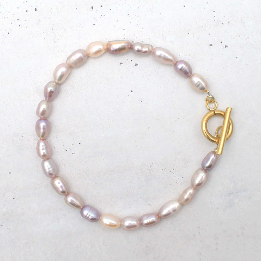 【楽天市場】やさしいマルチカラー パープル系 淡水パール ブレスレット 小粒4.5-5.0mm オーバル バロック br-023：coharu pearl - コハルパール