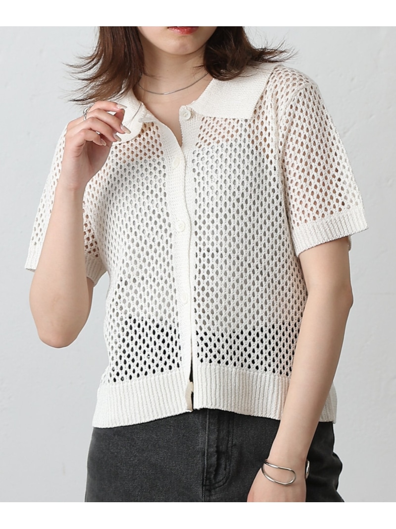 【楽天市場】透かし編みポロカーディガン COLONY 2139 コロニー トゥーワンスリーナイン トップス カーディガン ブラック ベージュ ...