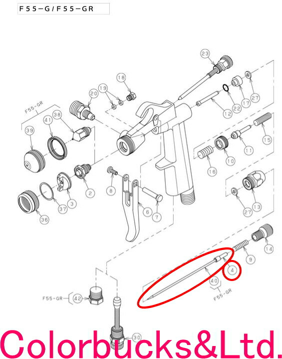 【楽天市場】【F55-G05/F55-G08用パーツ】【No.4 ニードル弁セット】明治機械製作所 meiji超小形スプレーガン 重力式平吹き 口径0.5(F55-G05)/0.8mm(F55 ...