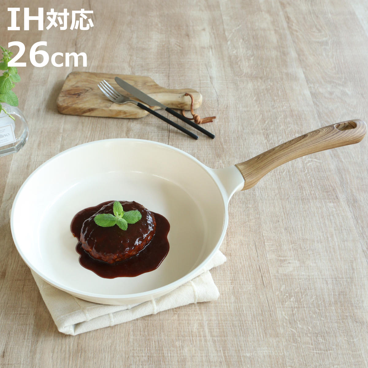 【楽天市場】フライパン 26cm IH対応 HANAKO セラミック製 ウォックパン （ ガス火対応 セラミックフライパン いため鍋 ハナコ ホワイト 26センチ 炒め鍋 セラミック ...