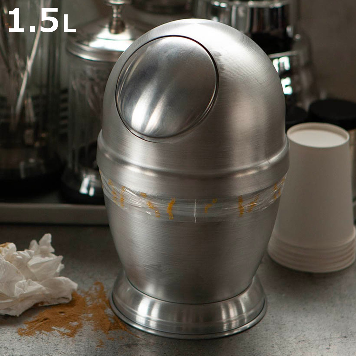 【楽天市場】ダルトン ゴミ箱 1.5L アルミニウム 宇宙 サテン仕上げ フタ付き シルバー （ DULTON ごみ箱 1.5リットル 卓上 アルミ ふた付き プッシュ式 インテリア 小さい ...