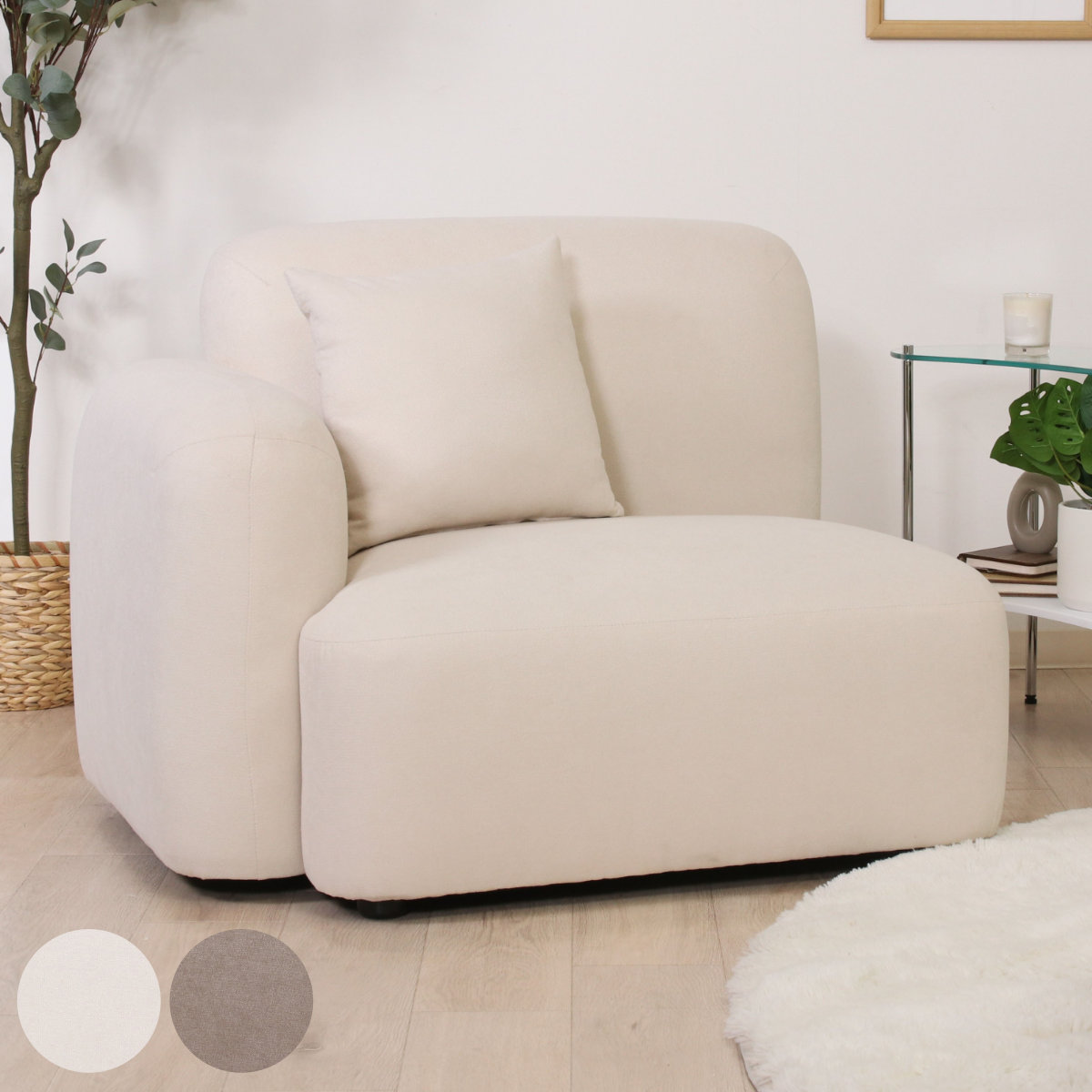 【楽天市場】ソファ 1人掛け 右肘タイプ 幅98cm Chamill （ フロアソファ ローソファ ロータイプ 肘なし アームレス クッション付き 撥水生地 ファブリック 韓国インテリア ...