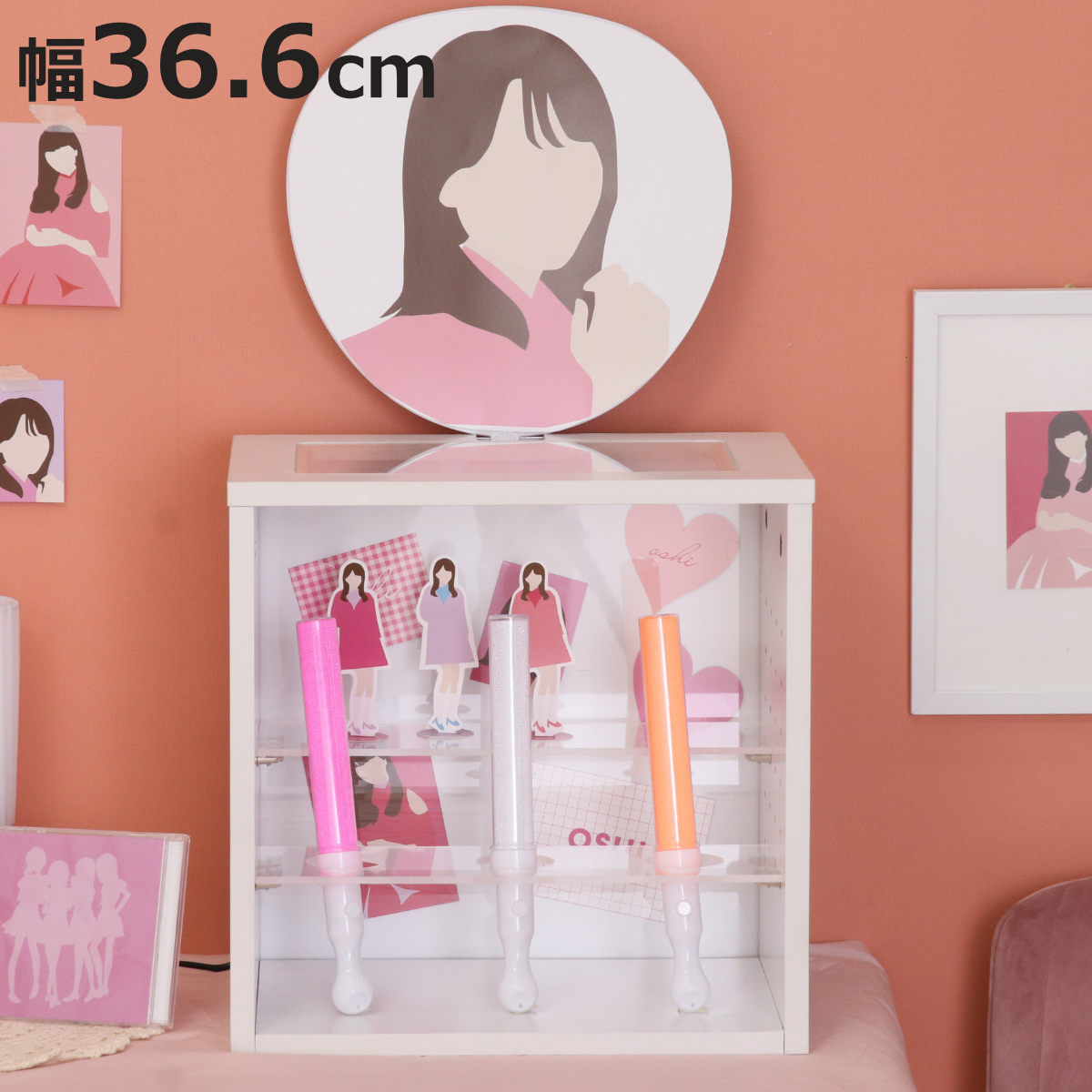 【楽天市場】推し活 収納ボックス 幅36.6cm ディスプレイラック （ ディスプレイ ラック 棚 収納 家具 ボックス グッズ収納 飾り棚 オタ活 推し 可動棚 ホワイト シンプル ...