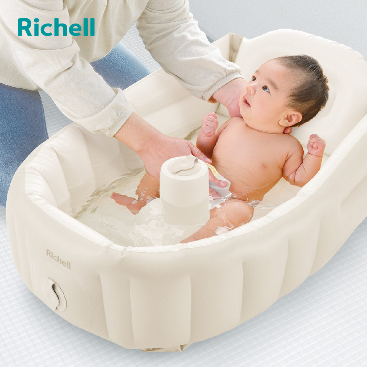 【楽天市場】ベビーバス ふかふか ベビーバスプラスK エアーベビーバス 折りたたみ （ リッチェル ベビー バス エアー お風呂 沐浴 ストッパー コンパクト 乳児 赤ちゃん ベビーチェア ...