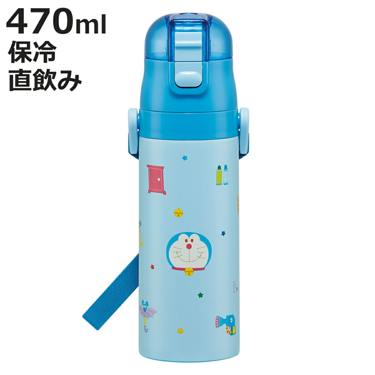 【楽天市場】水筒 470ml 超軽量ダイレクトボトル ドラえもん ギンガム （ 保冷 軽量 直飲み ワンタッチ ステンレスボトル 子供用水筒 ...