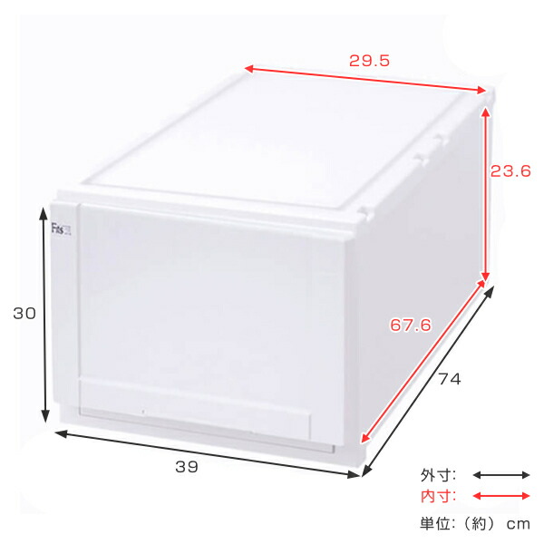【楽天市場】収納ケース Fits 幅39×奥行74×高さ30cm ホワイト フィッツ フィッツユニット ケース L 3930 引き出し ...