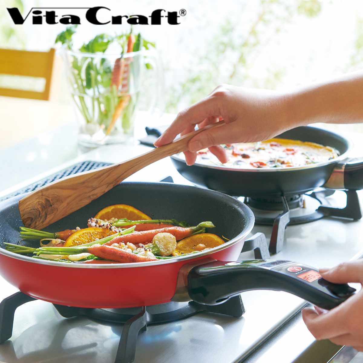 【楽天市場】ビタクラフト フライパン 26cm IH対応 テンプパンII 温度計付 ガラス蓋付 （ 送料無料 Vita Craft ガス火 IH ih 対応 片手鍋 炒め鍋 いため鍋 蓋付 ...