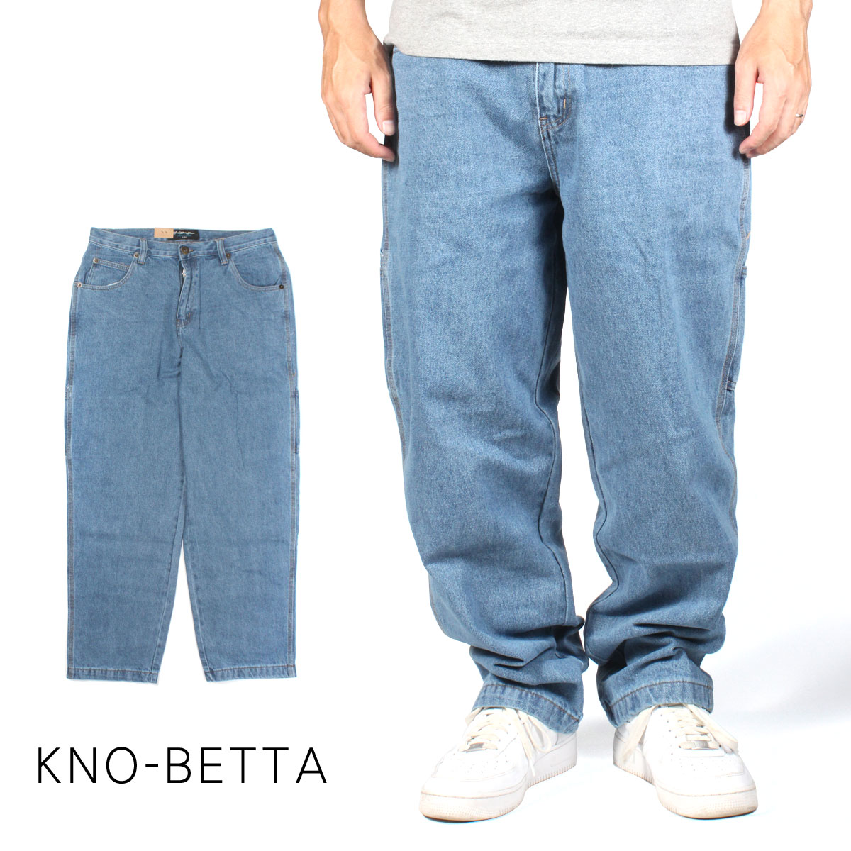 【楽天市場】KNO-BETTA ノーベター 999 BAGGY DENIM ブルー バギーパンツ デニムパンツ メンズ カーペンターパンツ ...