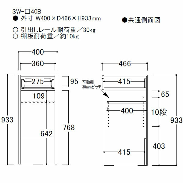 【楽天市場】【ポイント15倍 ～4/6 AM9：59まで】【条件付で設置も可】スタイン STEIN SWシリーズ SW-(色)40B SW-(色)40B2【幅40cm 下キャビネット 引出し ...