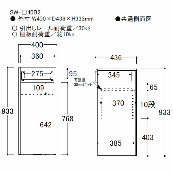 【楽天市場】【ポイント15倍 ～4/6 AM9：59まで】【条件付で設置も可】スタイン STEIN SWシリーズ SW-(色)40B SW-(色)40B2【幅40cm 下キャビネット 引出し ...