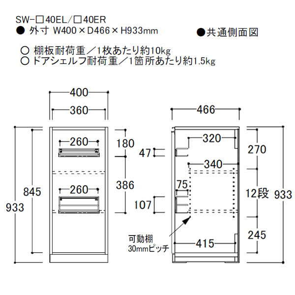 【楽天市場】【ポイント15倍 ～4/6 AM9：59まで】【条件付で設置も可】スタイン STEIN SWシリーズ SW-(色)40EL(2) SW-(色)40ER(2)【幅40cm 下 ...