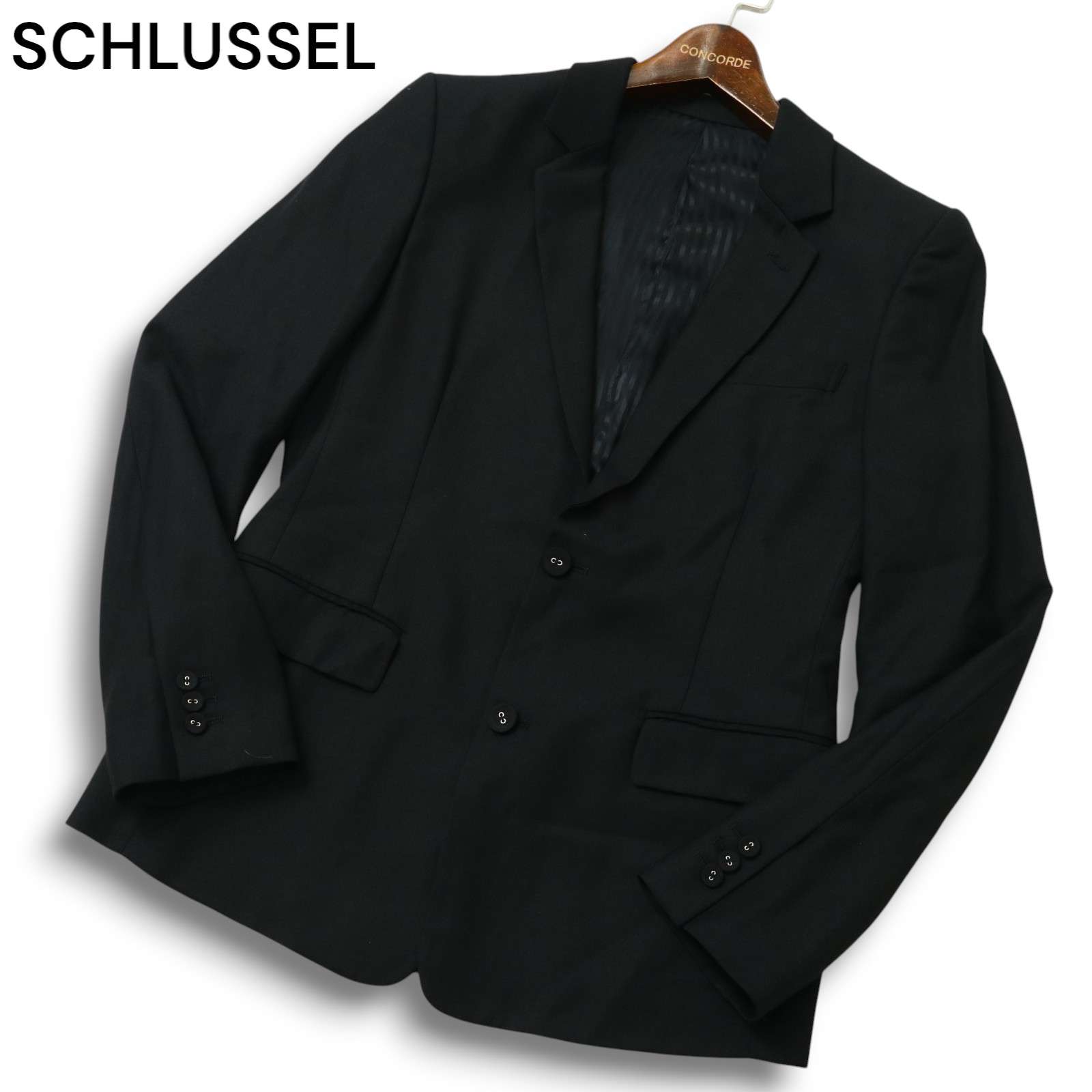 【楽天市場】SCHLUSSEL シュリセル 通年 総裏★ 美ライン★スリム アンコン テーラード ジャケット Sz.2 メンズ 黒：コンコルド ...