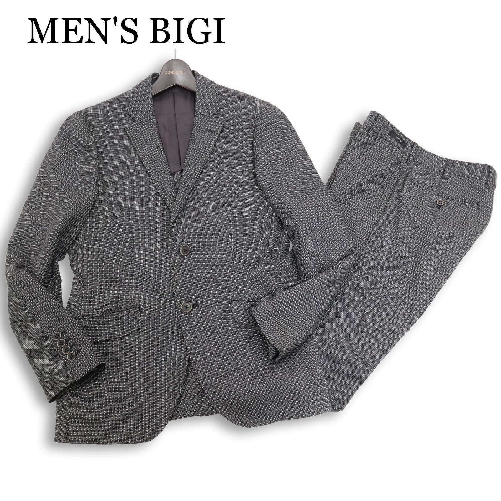【楽天市場】MEN'S BIGI メンズビギ 通年 背抜き★ マイクロチェック セットアップ スーツ Sz.SS メンズ グレー ビジネス ...
