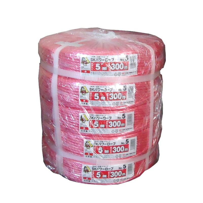 【楽天市場】SKパワーロープカラー NO.5 赤 5mm×300m 5巻（1梱包） 信越工業 【代引き不可】：コンスト資材館 楽天市場店