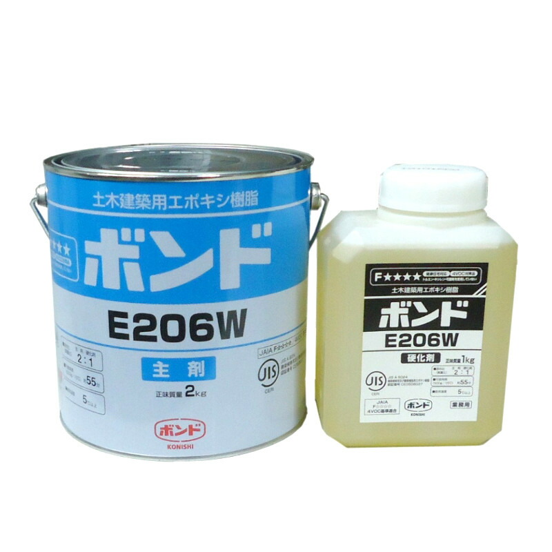 【楽天市場】コニシ E206 3kgセット（主剤2kg：硬化剤1kg）x4セット エポキシ樹脂系ひび割れ補修 ※写真は冬用ですがその季節に合わせて出荷させて頂きます：コンスト資材館 楽天市場店