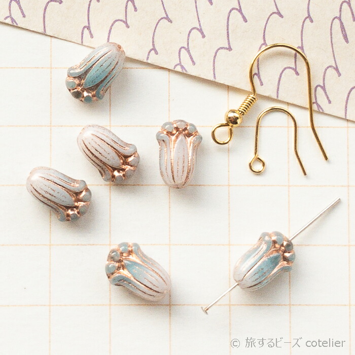 【楽天市場】チェコビーズ 【12x8mm 6個】 ブルーグラデブロンズ ミニチューリップ フラワー 花 植物 ガラス ビーズ 手芸 C1434 ...