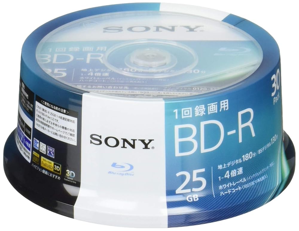 【楽天市場】ソニー ブルーレイディスク BD-R 25GB (1枚あたり地デジ約3時間) 1回録画用 30枚入り 4倍速ダビング対応 ケース無し 30BNR1VJPP4：cotoco楽天市場店