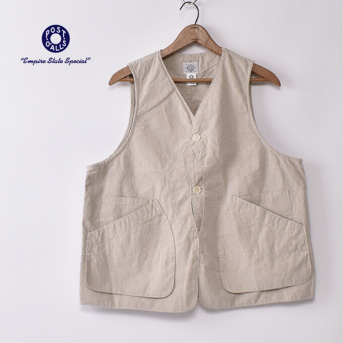 【楽天市場】【POST OVERALLS】ポストオーバーオールズDEE Vest (#3502HCP1) ディーベストhemp/cotton ...