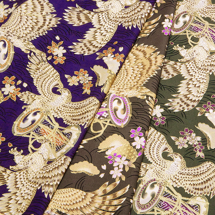 【楽天市場】和柄 生地 鷹と鼓 細布 シーチング 【10cm単位】切り売り 布 茶色 紺 グレー 布地 110cm幅 商用利用可 メール便は2.5mまで：生地・布 セシール洋装店