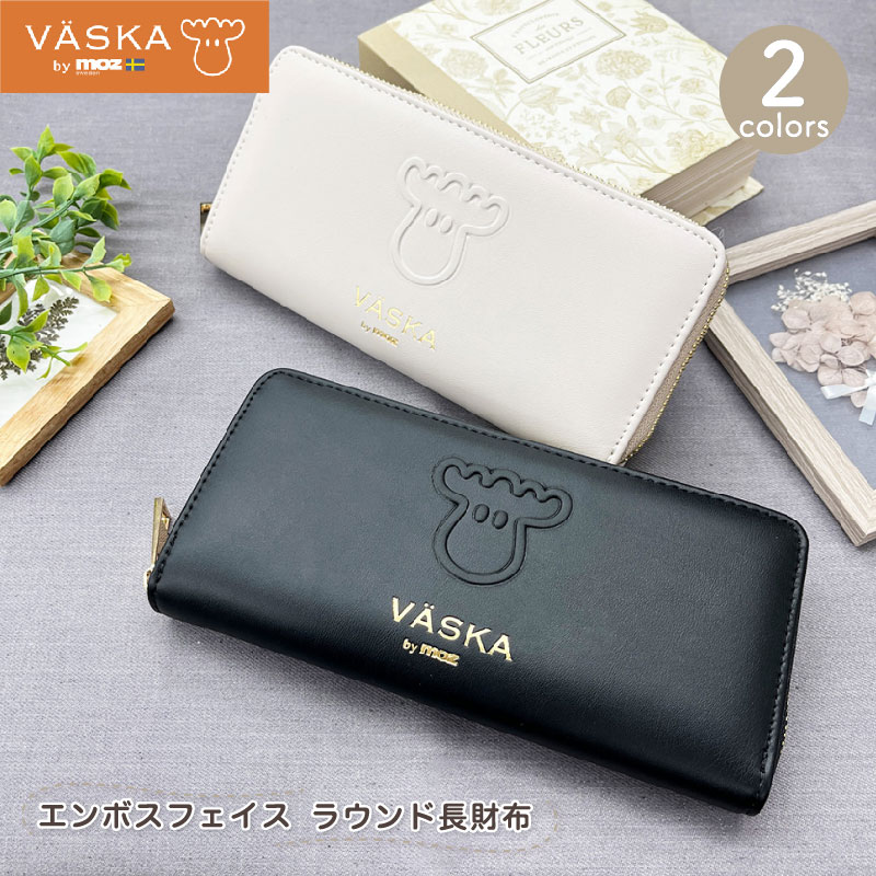 【楽天市場】VASKA by moz ベスカバイモズ エンボスフェイス ラウンドファスナー長財布 モズ モズ財布 moz VASKA ヘラジカ ...