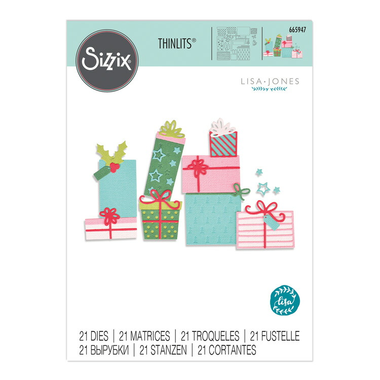【楽天市場】Sizzix シジックス シンリッツ ダイセット [フェスティブ ギフト] / Thinlits Die Set 21PK ...