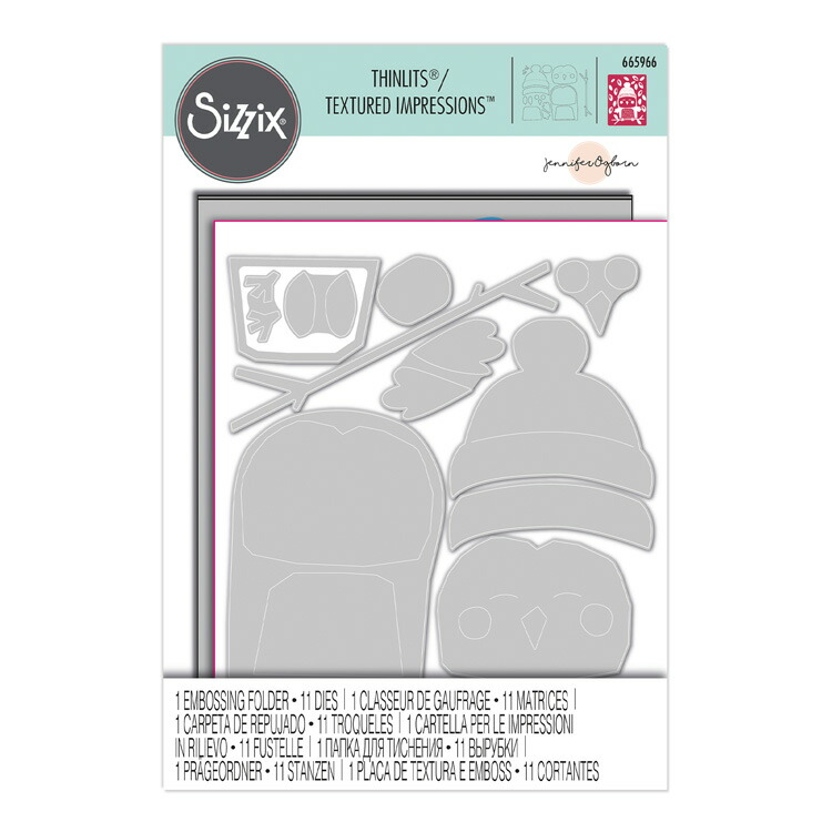 【楽天市場】Sizzix シジックス シンリッツ&テクスチャード インプレッションズ エンボッシング フォルダー [コージーオウル] / Thinlits Die Set 11PK w ...