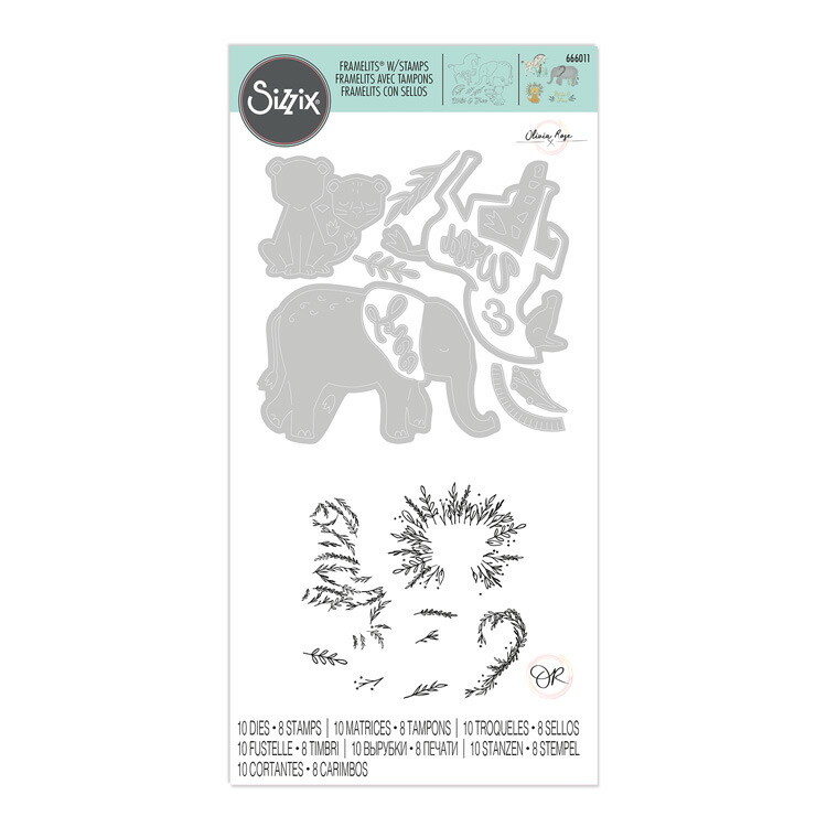 【楽天市場】Sizzix シジックス フレームリッツ&スタンプ ダイ セット [フローラル サファリ] / Framelits Die Set ...