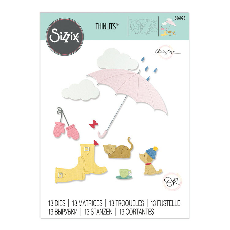 【楽天市場】Sizzix シンリッツ ダイ セット [レイニーデイ] / Thinlits Die Set 13PK Rainy Day by ...