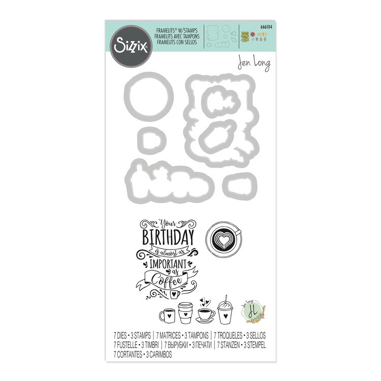 【楽天市場】Sizzix シジックス フレームリッツ&スタンプ ダイ セット [カフェセット] / Framelits Die Set 7PK ...