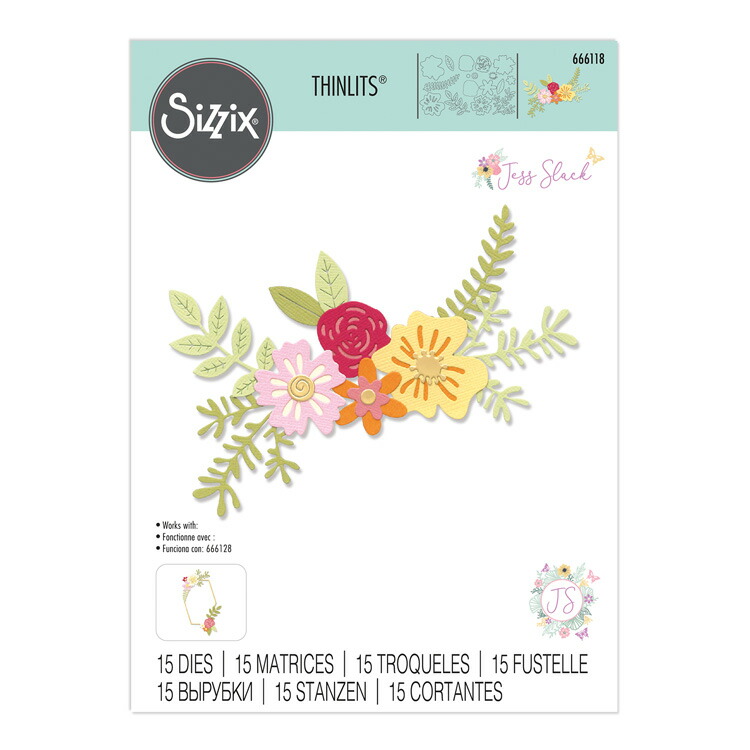 【楽天市場】Sizzix シジックス シンリッツ ダイ セット [フローラル クラスター] / Thinlits Die Set 15PK ...