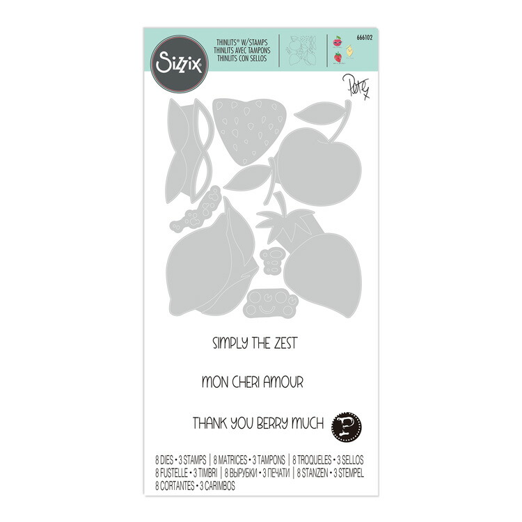 【楽天市場】Sizzix シジックス シンリッツ&スタンプ ダイ セット [フルーティ フレンズ #1] / Thinlits Die Set ...