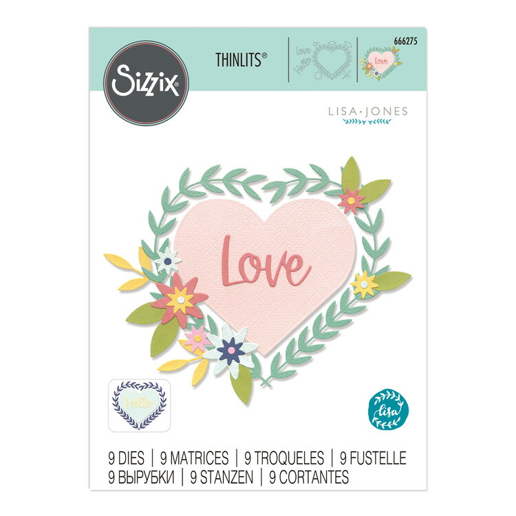【楽天市場】Sizzix シジックス シンリッツ ダイ セット [ハロー ラブ] / Thinlits Die Set 9PK Hello ...