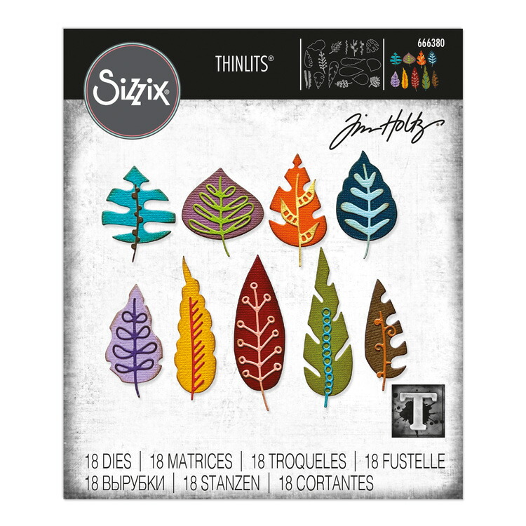 【楽天市場】Sizzix シジックス シンリッツ ダイセット [アーツィー リーヴス] / Thinlits Die Set 18PK ...