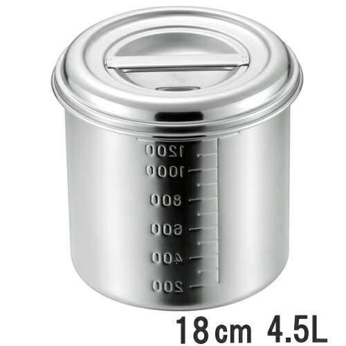 【楽天市場】〇CLO 18-14-3ステンレス 目盛付深型キッチンポット 18cm 4.5L（手無し）内径180×高さ180mm：キッチンクレインズ