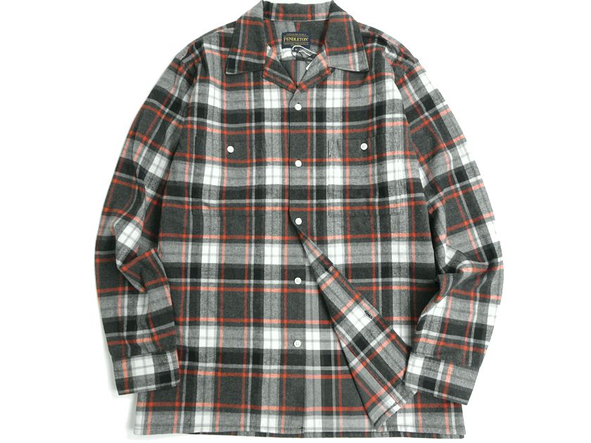 【楽天市場】PENDLETON ペンドルトン 胸ポケット付き チェック柄 オープンカラー 長袖 シャツ 8475-3270 定価1.1万 グレー M-01 L-02 020 20516s02 ...