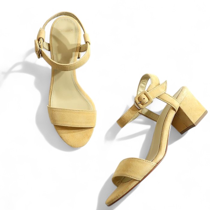 【楽天市場】【中古】【新古品・未使用品】CHEMBUR チェンバー 日本製 スエードレザー チャンキーヒール ストラップ サンダル ...