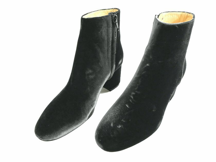 【楽天市場】FABIO RUSCONI ファビオルスコーニ イタリア製 ラウンドトゥ チャンキーヒール ベロア サイドジップ ショートブーツ ...