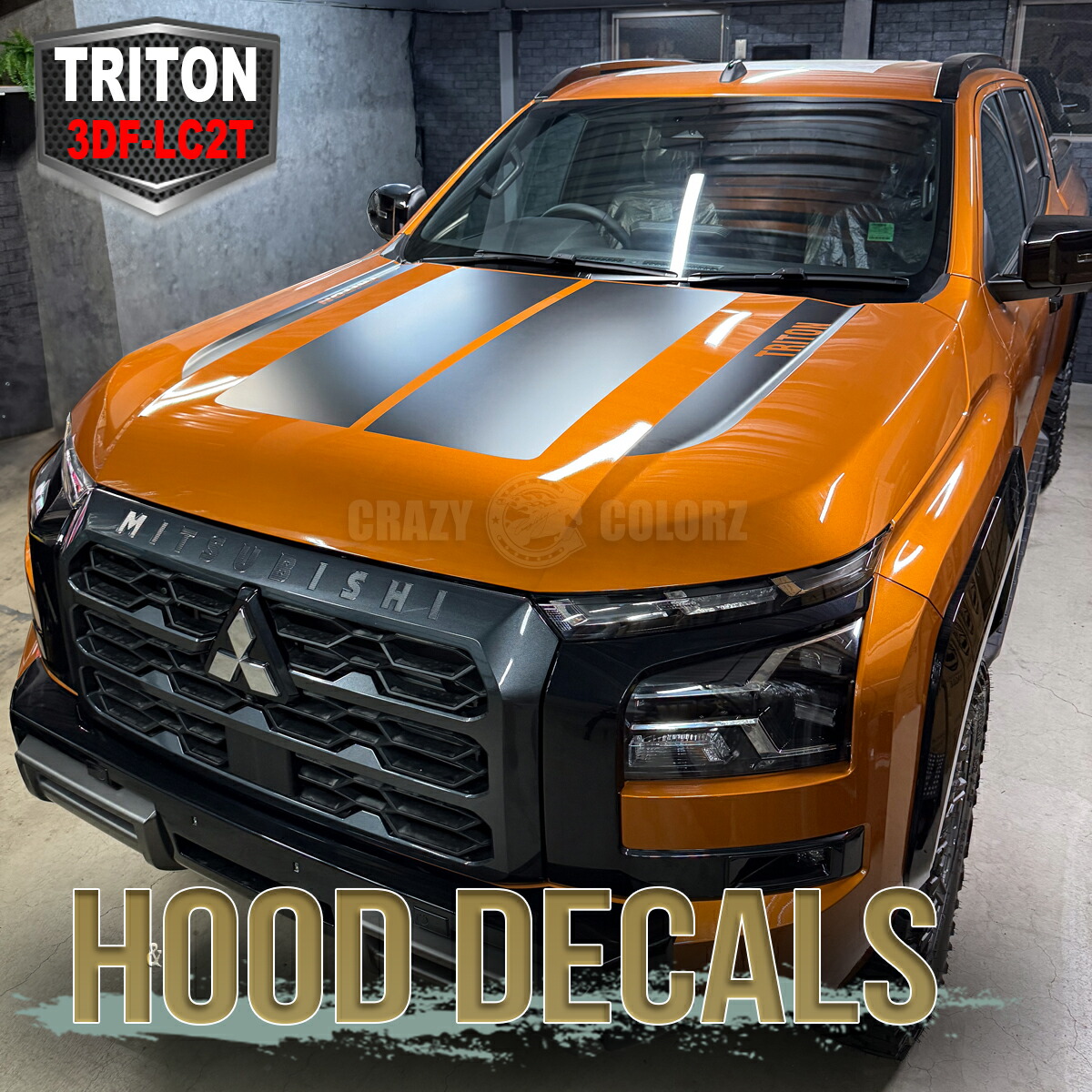【楽天市場】三菱 TRITON トライトン ボンネット デカール エンジンフード ステッカー カスタム マットブラック ホワイト ブラック ...