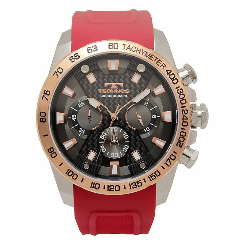 【楽天市場】[TECHNOS] テクノス 腕時計 T8B02PB ＜メンズ ラウンド ブラック アナログ クオーツ 100m シリコン レッド＞：有限会社クリエ