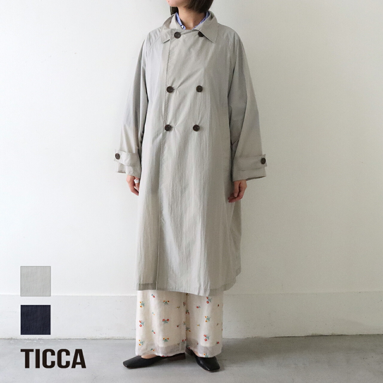 【楽天市場】TICCA コート ティッカ トレンチコート TBDS-162 ショートコート ライトコート シャツコート 軽量 ゆったり ワイド ...