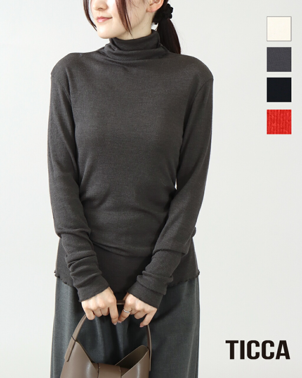 【楽天市場】【6H限定P5倍】【20%0FFクーポン配布中】TICCA ティッカ ウール シルク ボトルネック プルオーバー タートルネック TBEA_293 レディース 25AW 正規品 ...