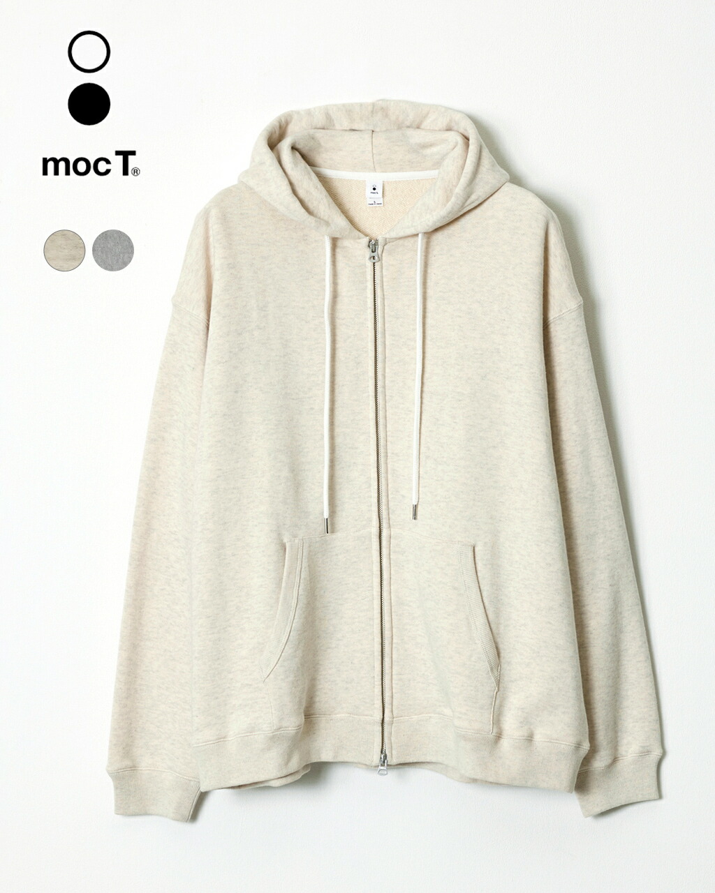 【楽天市場】モクティ mocT ジップアップパーカー メンズ HEAVY LOOPWHEEL ZIP UP PARKA オートミール ベージュ ヘザーグレー M24-510 1016 ...