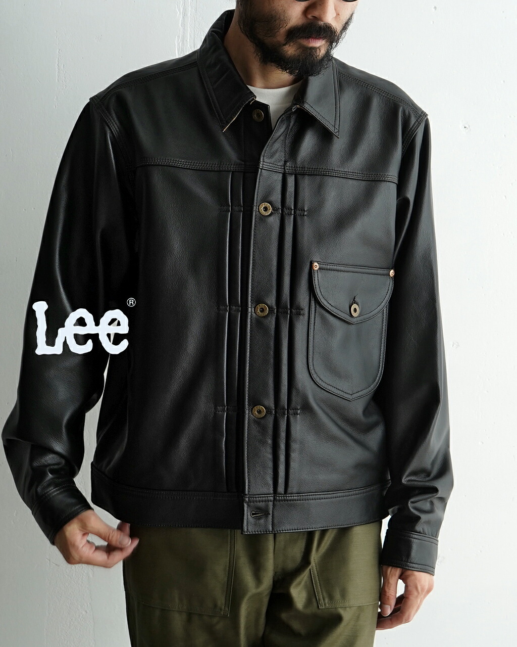 【楽天市場】【土日祝も発送】リー Lee レザージャケット メンズ LEATHER COWBOY JACKET アウター 牛革 革ジャン カウボーイジャケット ブラック 黒 LM9901 ...